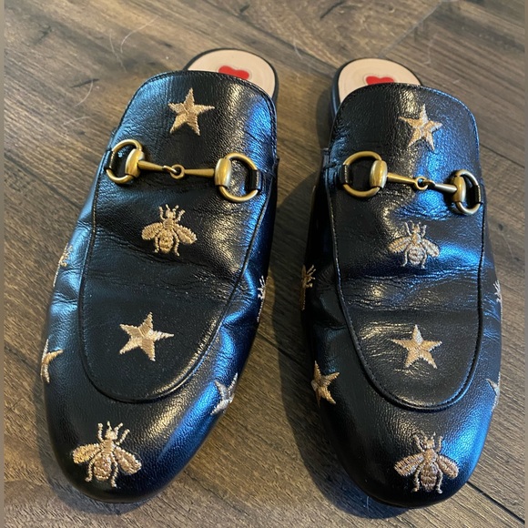 Gucci | Shoes | Gucci Princetown Mules Embroidered Bees And Stars Size ...